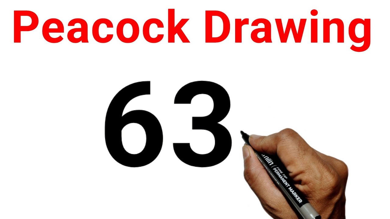 How to Draw Peacock From 63 Number l Peacock Drawing Easy l Easy ...