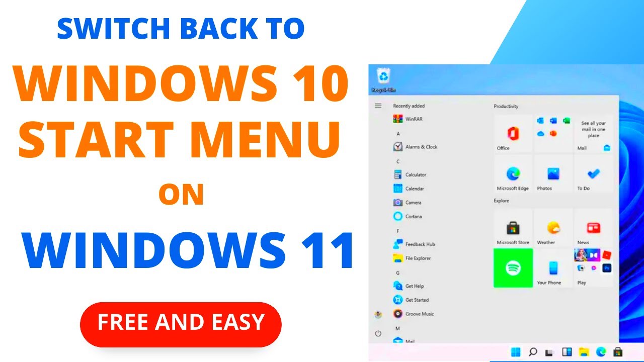 Windows 10 Start Menu on Windows 11 FREE - YouTube