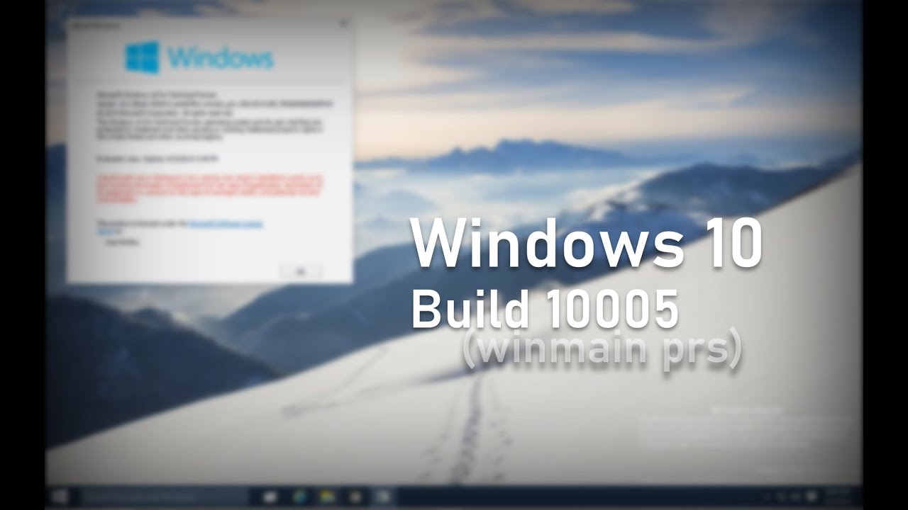 Windows 10 Build 10005 (winmain prs) - YouTube