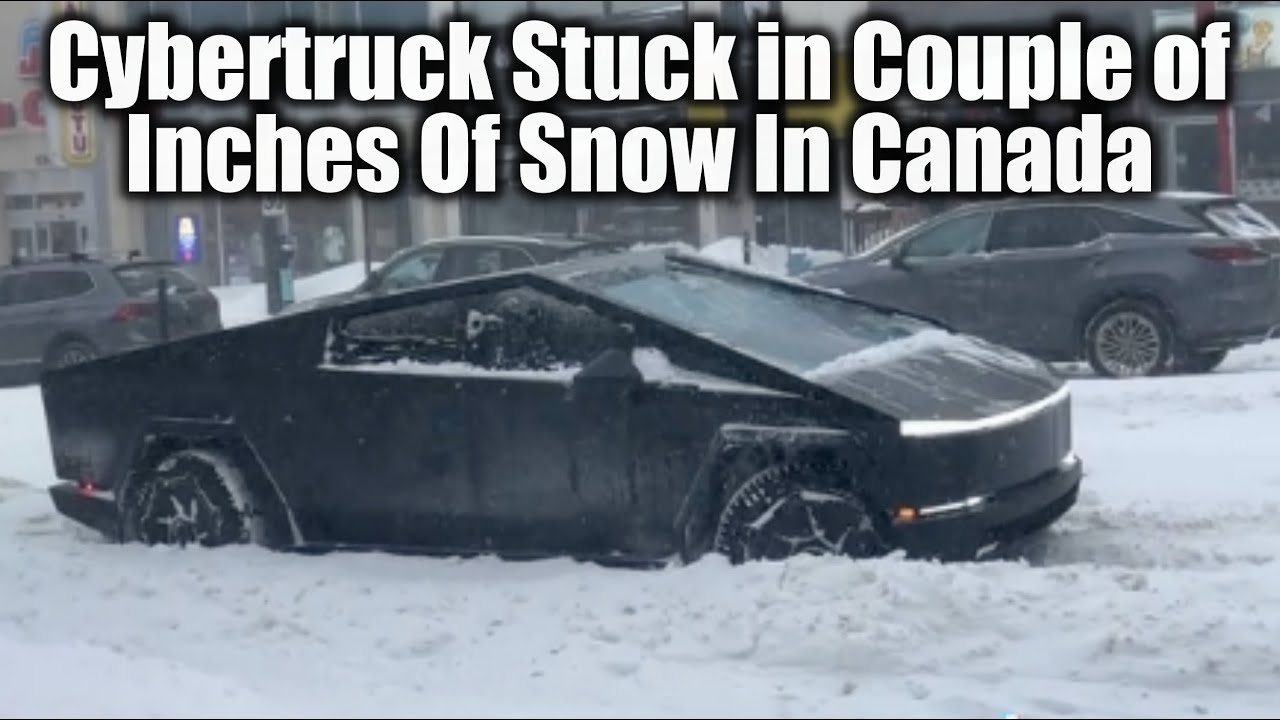 Cybertruck Stuck in Couple Of Inches Of Snow In Canada - YouTube