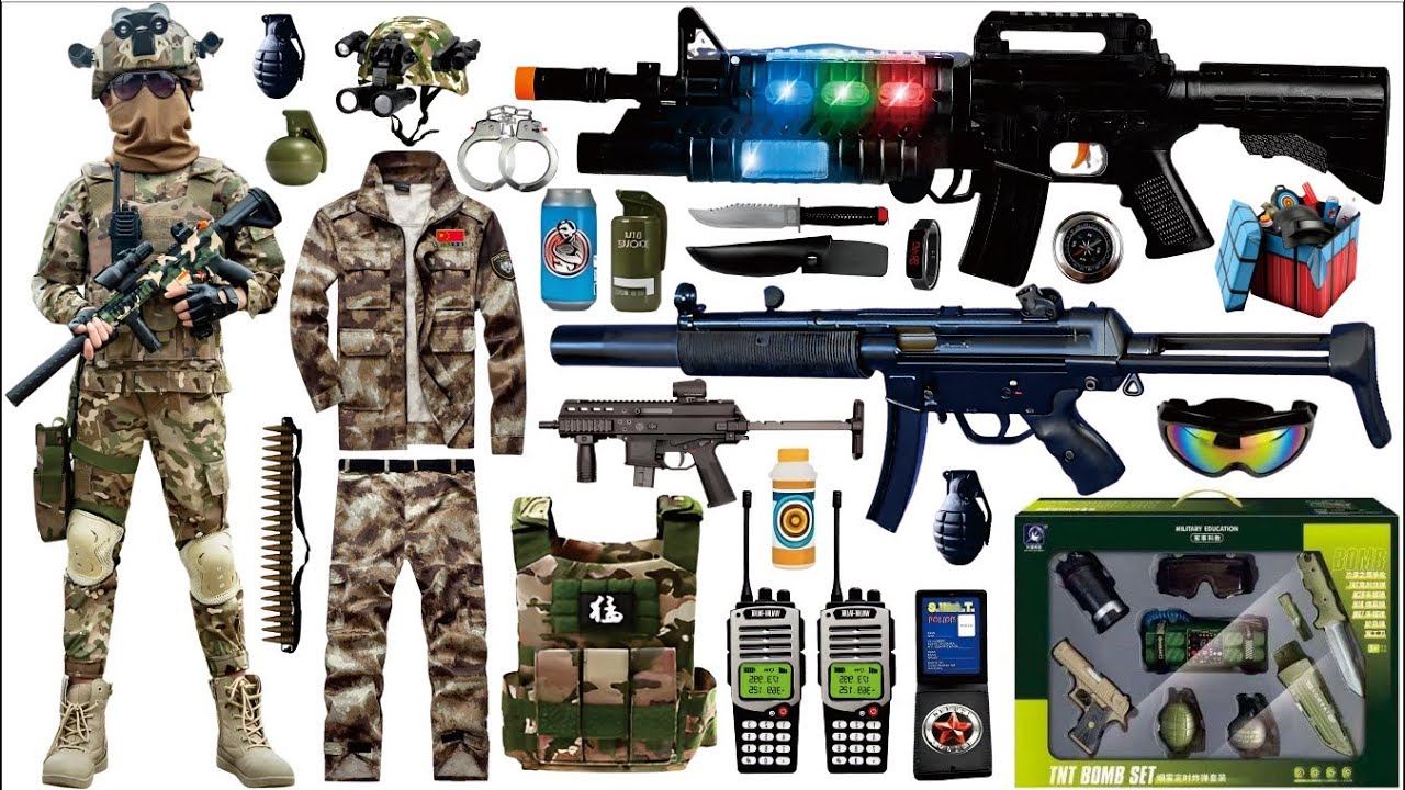 Unboxing of special forces weapon toys: M4A1 carbine, MP5 submachine ...