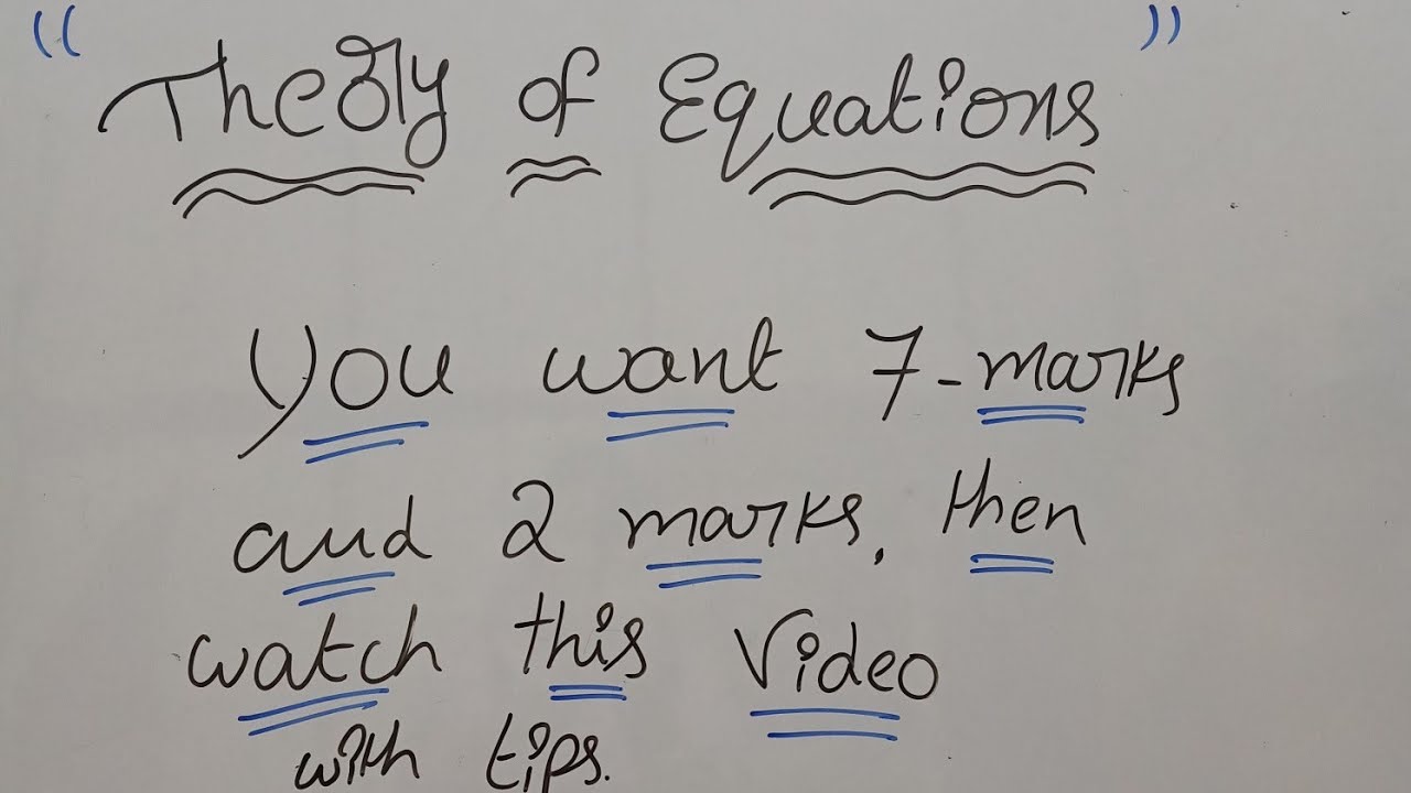 Theory of equations ,inter 2A , how to do thoery of equations problems ...