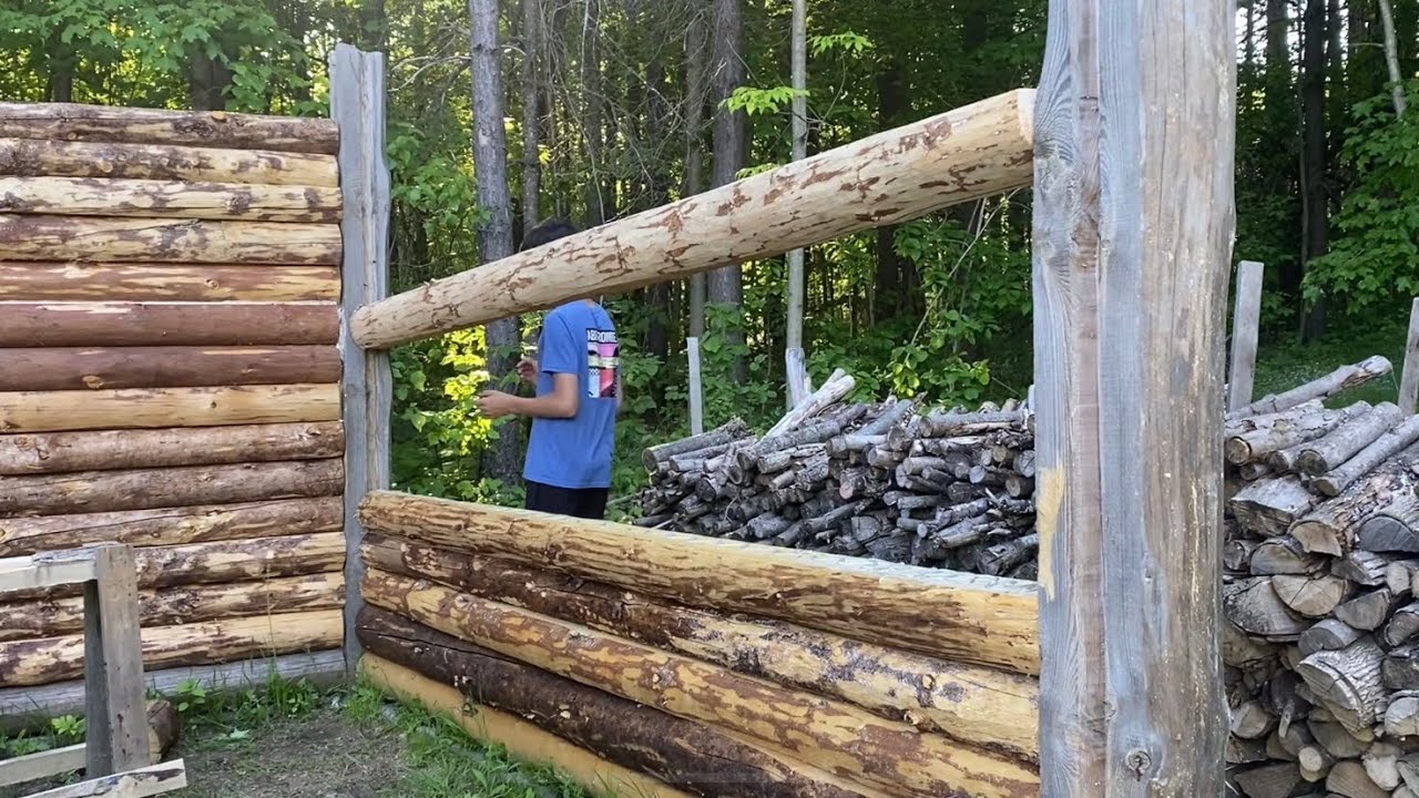 Small log cabin build-update and progress 10 - YouTube