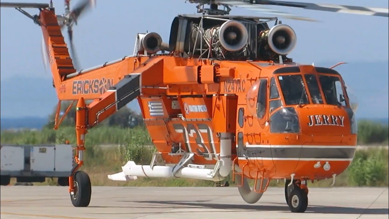 HEROES! Rhodes Fire Sikorsky S-64 Erickson Skycrane Firefighting ...