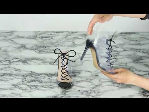 NARTU Lace Up PVC Naked Sandals - 9cm - JESSICABUURMAN