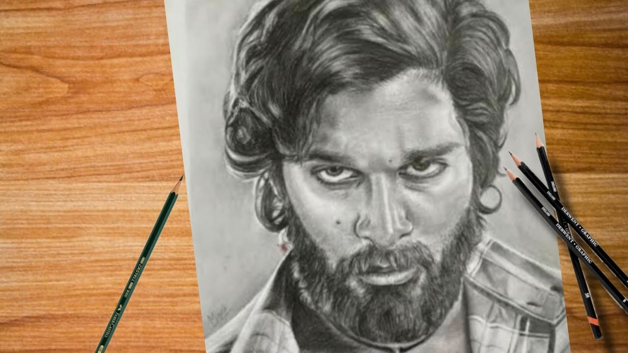 Alluarjun Pushpa Drawing | Pushpa first look Drawing | Pushpa movie ...
