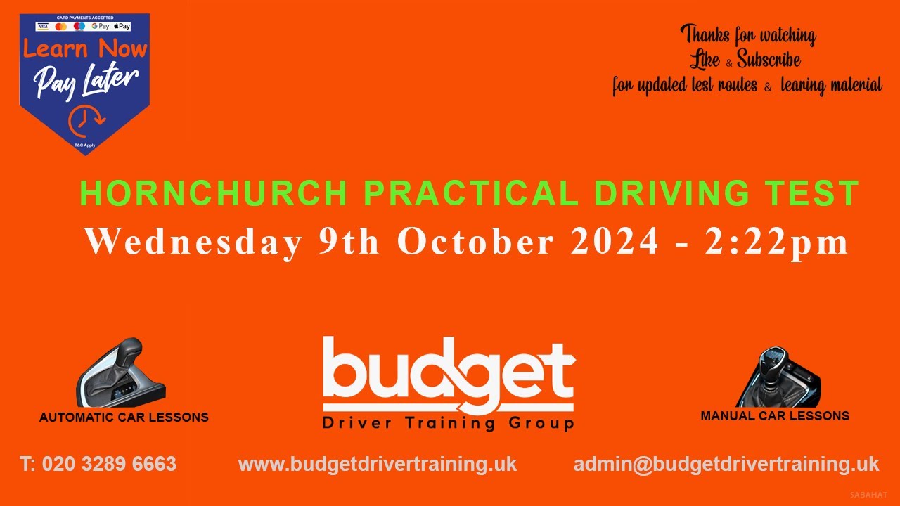 Hornchurch Real Practical Driving Test Route - 9th October 2024 at 2 ...