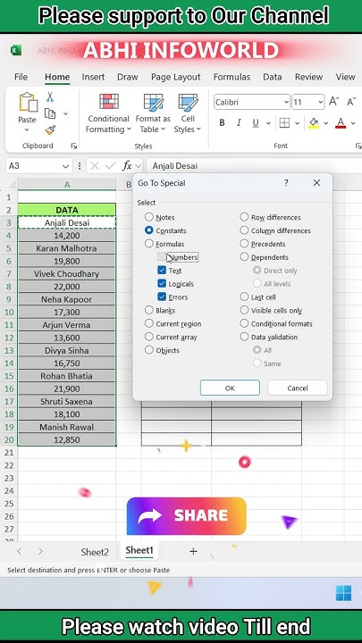 How to rearrange data in Excel tips and tricks🙂#exceltips #tutorial #shortvideo #abhiinfoworld ...