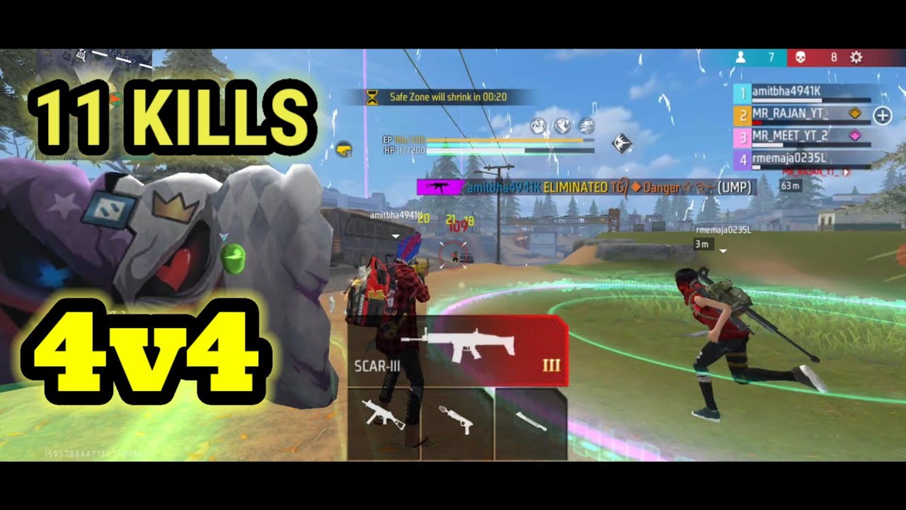 4V4 BR RANK || OP GAMEPLAY || GARENA FREE FIRE - YouTube