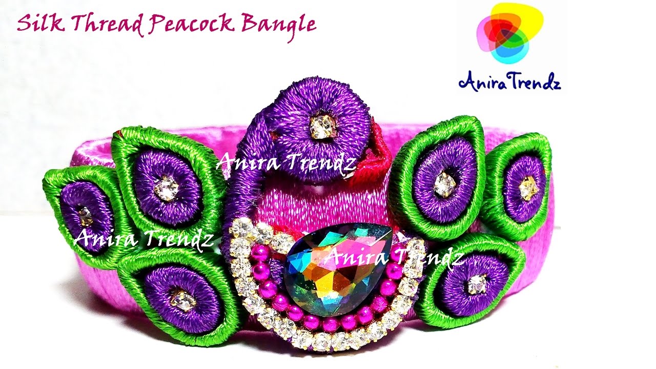 How to make Silk Thread Peacock Bangle | Tutorial | DIY - YouTube