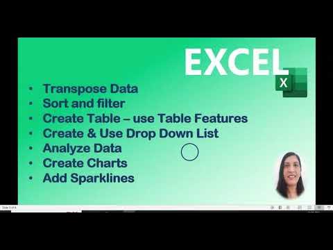 EXCEL Tutorial || Transpose Data || Drop Down List || Analyze || Table || Create Chart ...