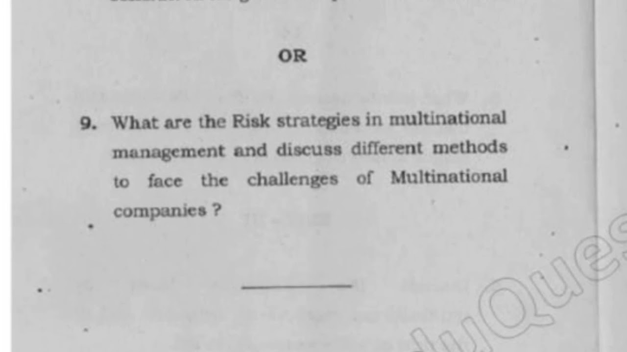 MBA 4th Sem Global Strategic Management Question Paper - YouTube