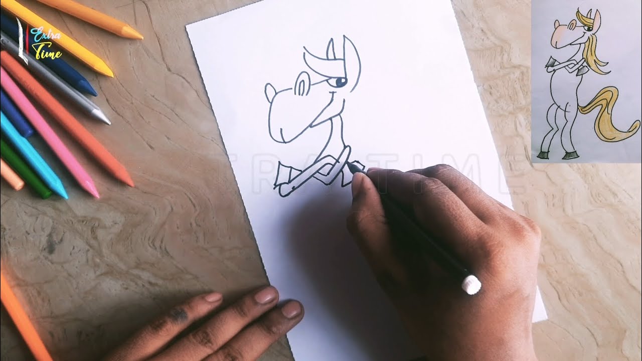 How to draw a cartoon horse || cartoon drawing | horse drawing | easy ...