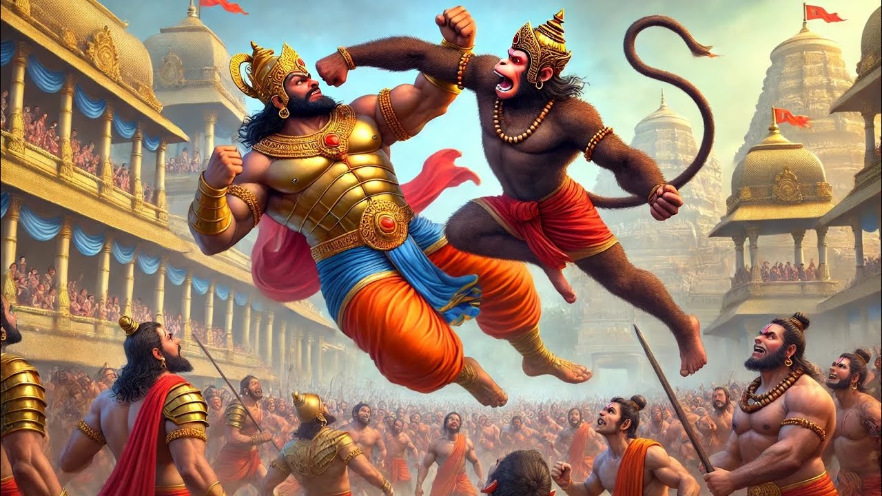 ravan 🆚 Hanuman ji_super fight #shortvideo #hanuman ji🔥 ...