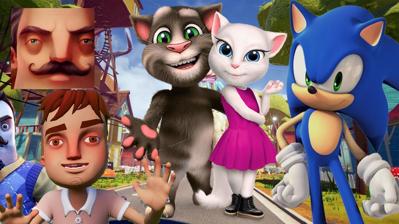 Hello Neighbor - My New Neighbor My Talking Angela Sonic Aaron Talking ...