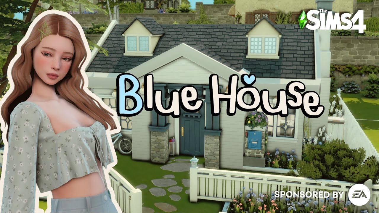 Live The Sims 4 : Blue house 🩵🌿 บ้านสีฟ้าอบอุ่น 1 ห้องนอน 1 ห้องน้ำ ...