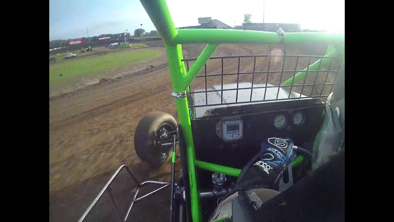 Tony Rost USAC Sprint Car Qualifying in car camera @ Cedar Lake ...