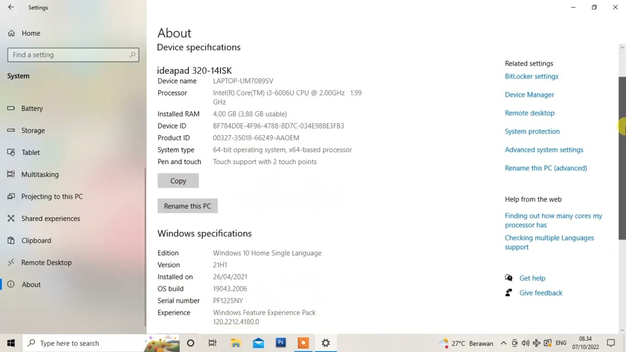 Cara Mengetahui Spesifikasi PC atau Laptop pada Windows - YouTube