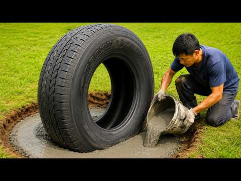 Amazing ideas : Cement and Old Tire Recycling Idea for Your Garden Pot / Unique and creative