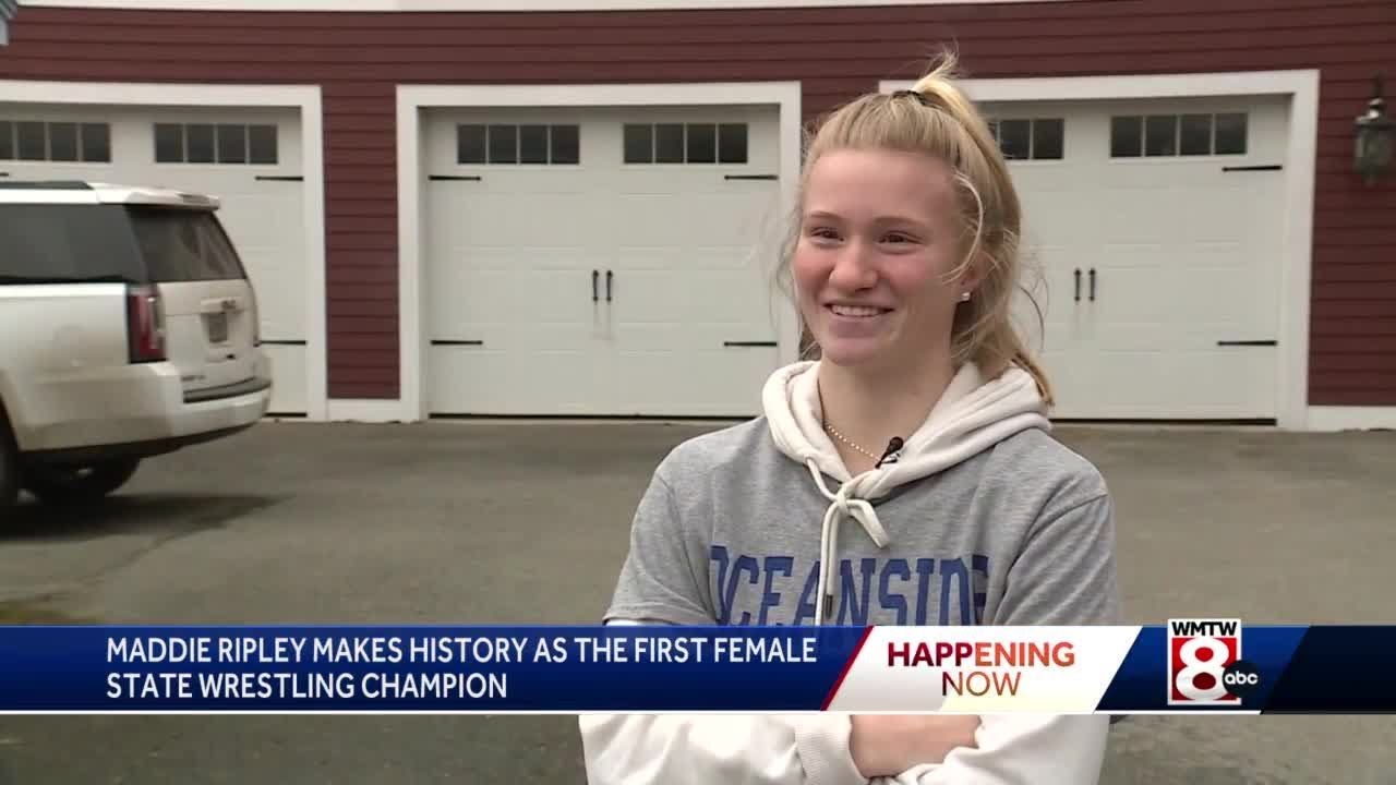 Maine's Maddie Ripley makes history as first female wrestler to win ...