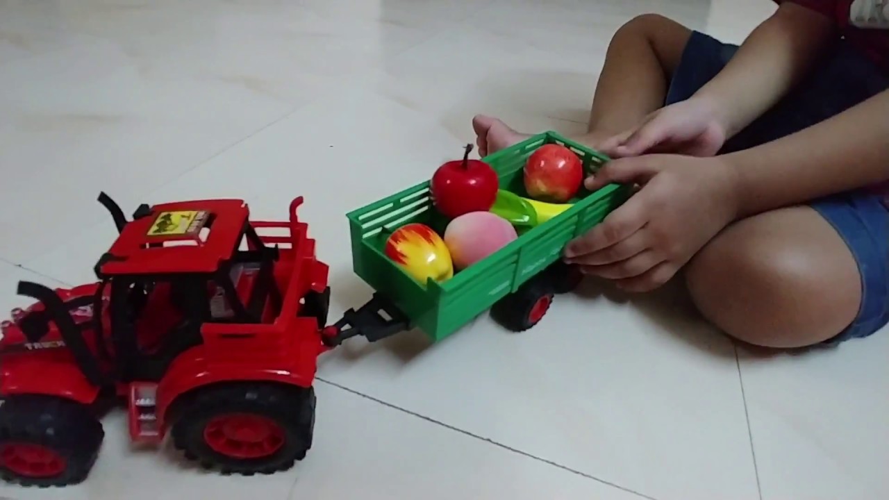 kids unboxing and playing with new Farm tractor toy - YouTube