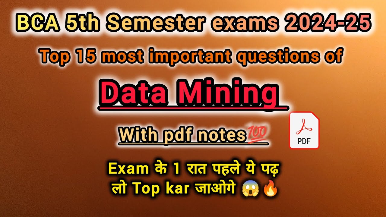 Data Mining - Top 15 Most Important Questions For Examination With ...