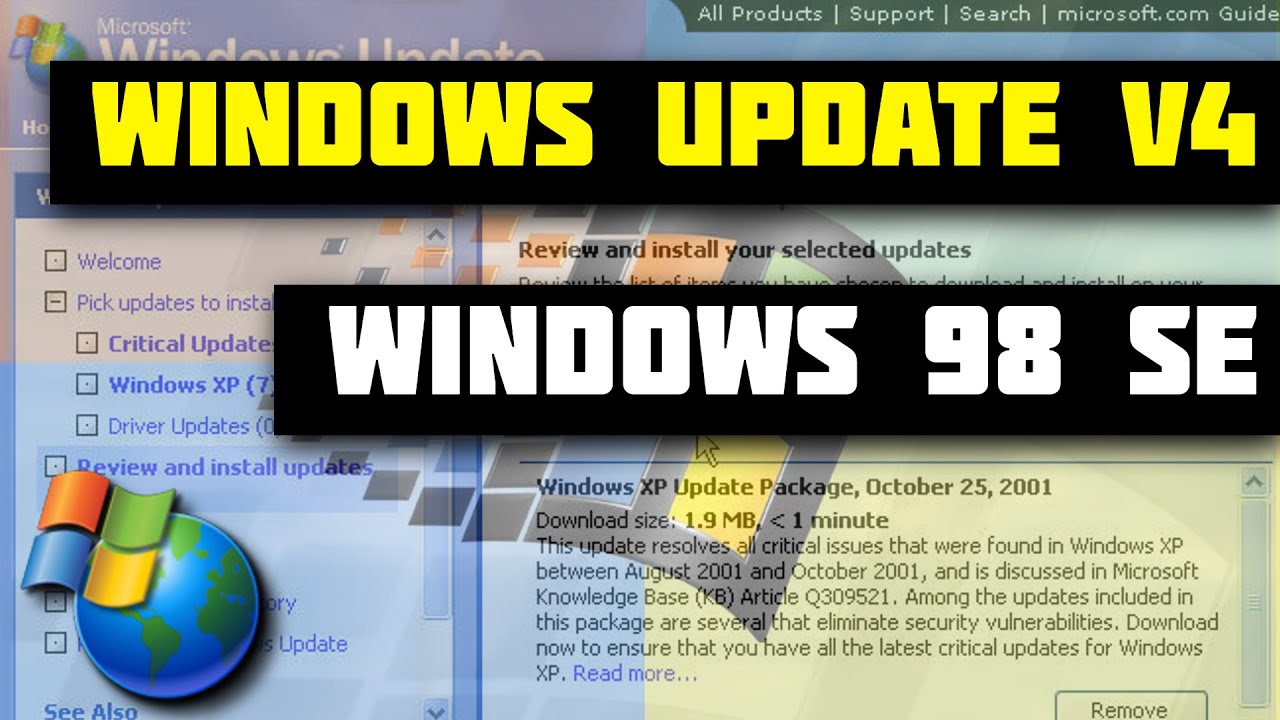 Windows Update Restored v4 on Windows 98 Second Edition - YouTube