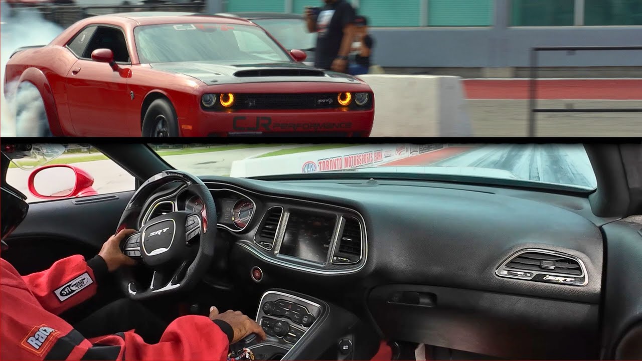 dodge hellcat drag race - YouTube