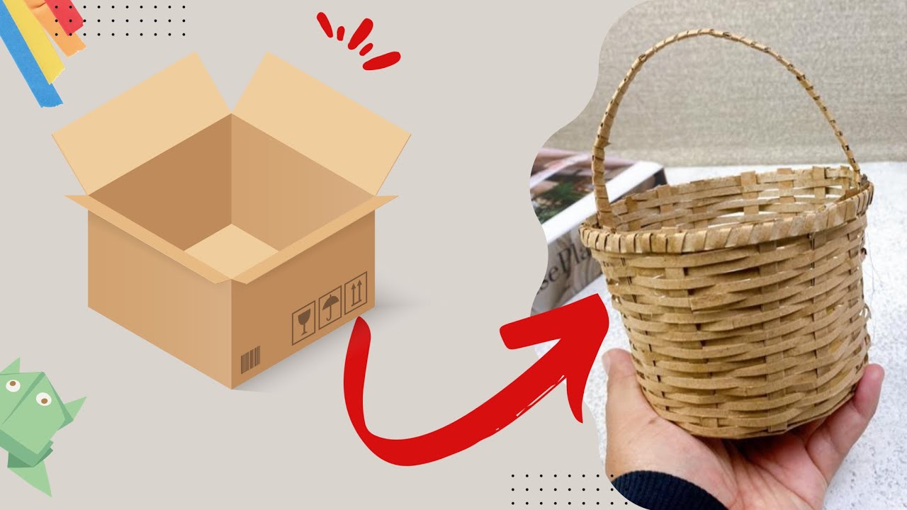 AWESOME MINI BASKET FROM CARDBOARD | DIY CARDBOARD CRAFT IDEAS ...