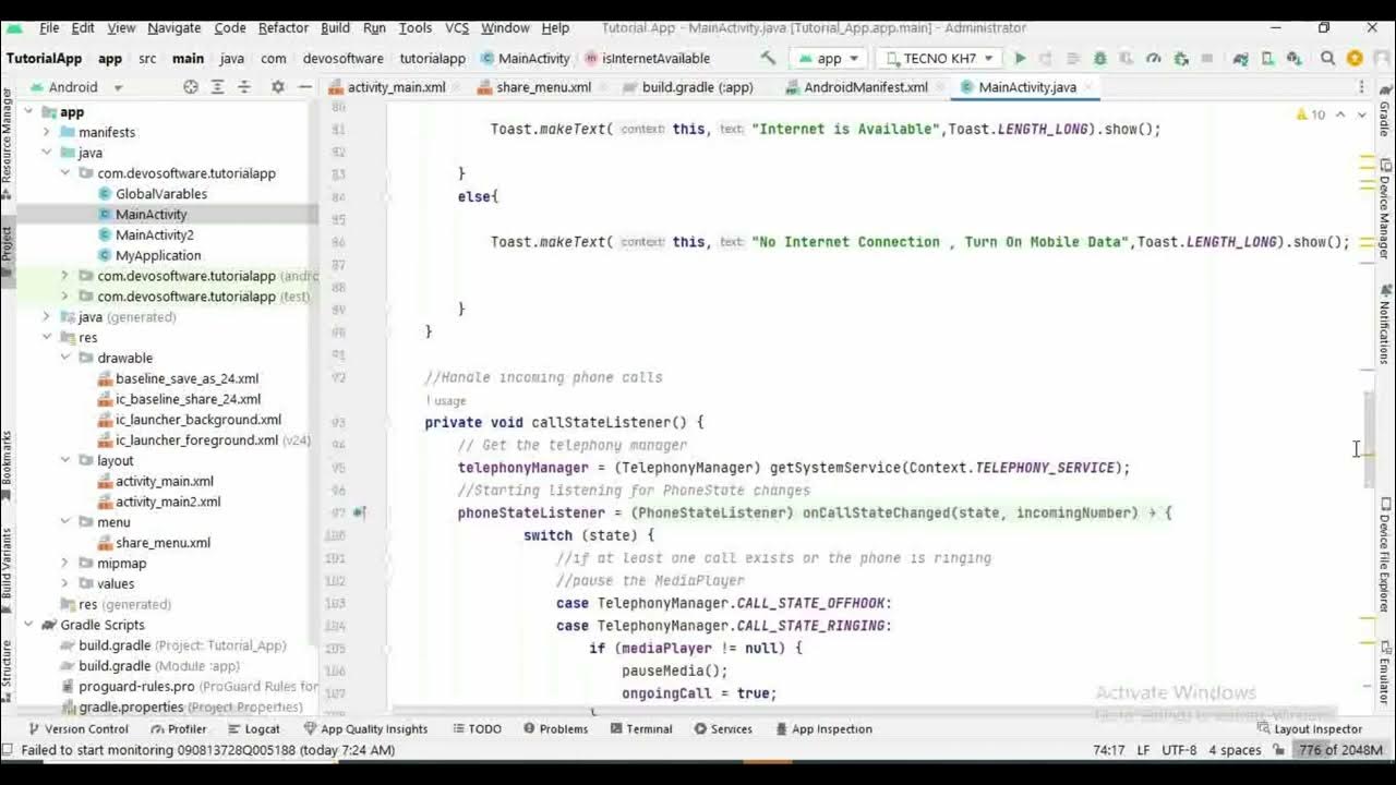 How to call a method in onStart lifecycle method in android studio - YouTube