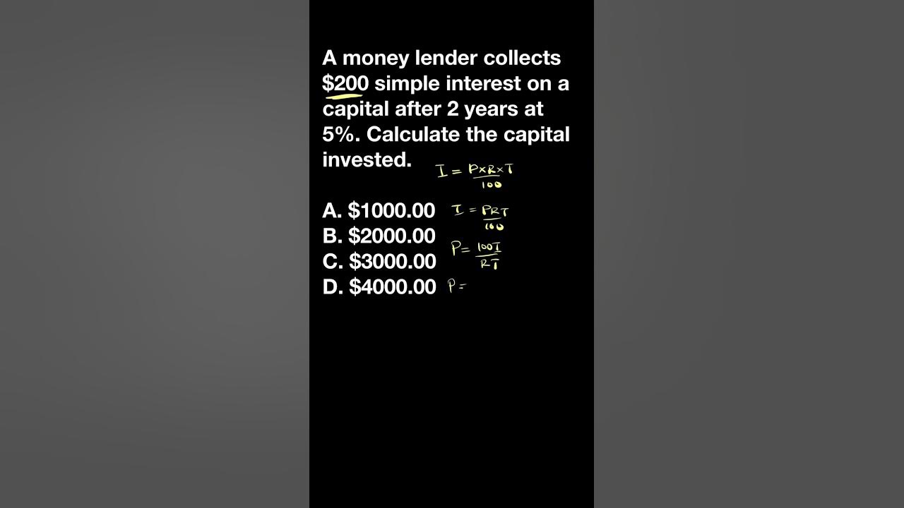 How To Calculate Simple Interest Waec Math Simpleinterest Simpleinterestshorttrick Shorts