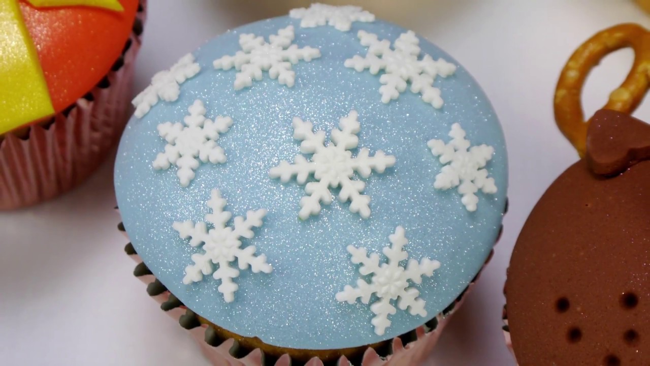 How To Make An Elegant Snowflake Studded Cupcake - YouTube