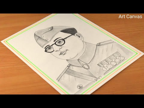 Netaji Subhash Bose's Drawing With Pencil Sketch Step by Step / Republic day
