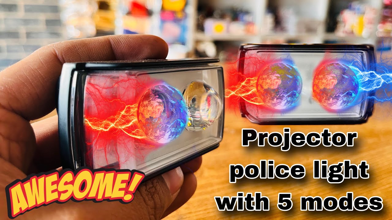 Projector light police light for bike or car - YouTube