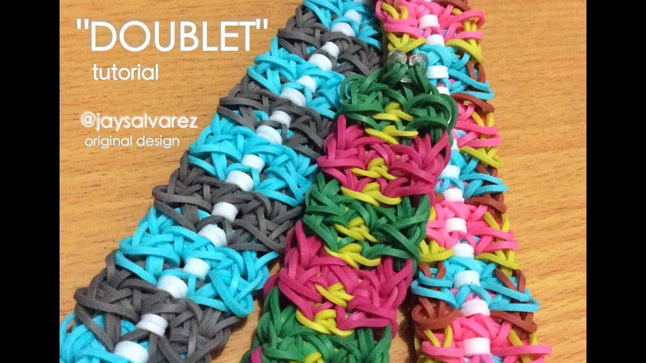 DOUBLET Rainbow Loom bracelet tutorial (Original Design) - YouTube