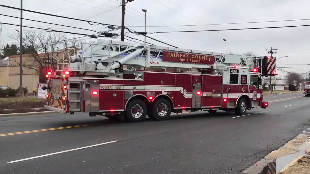 Tower Ladder and Medic 408 Responding | Fairfax County Fire and Rescue ...