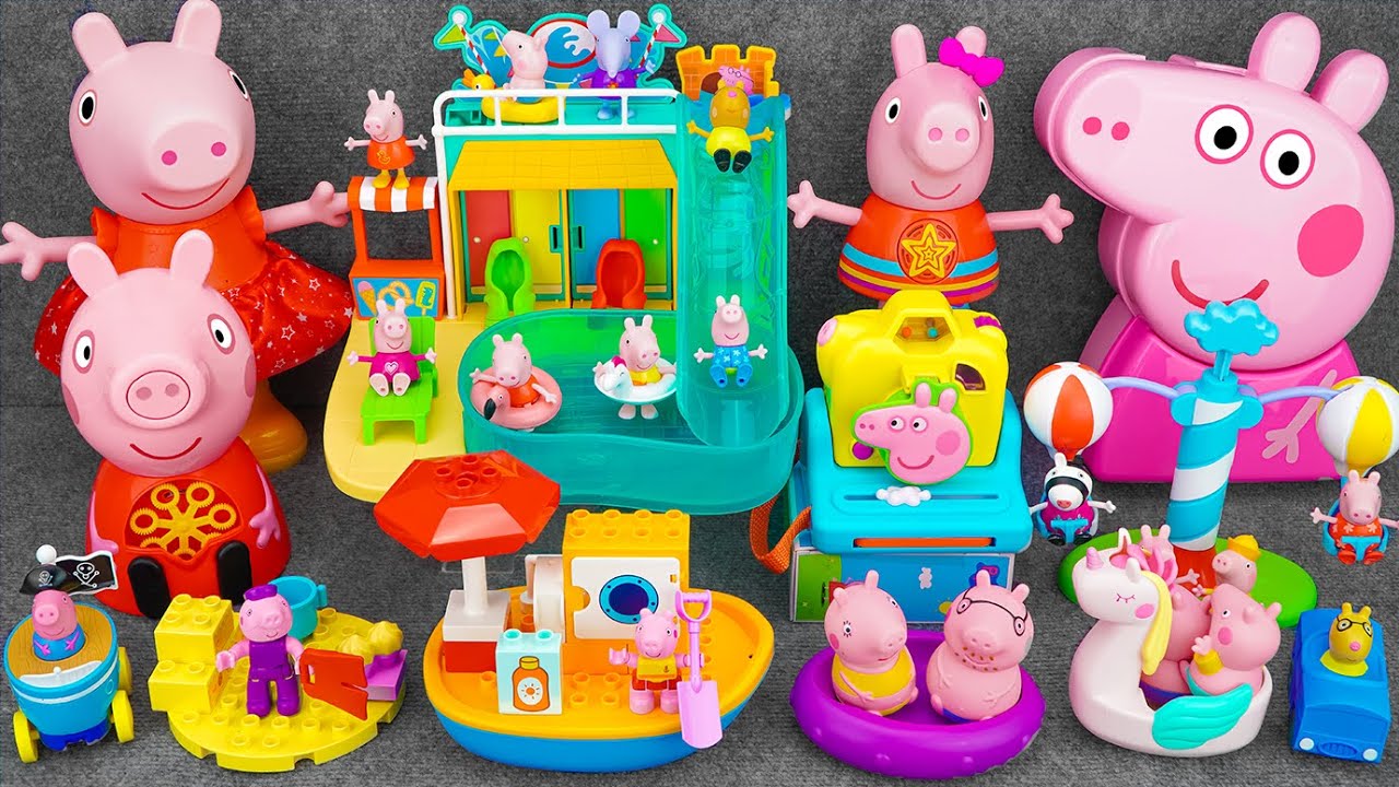 93 Minutes Satisfying with Unboxing Cute Peppa Pig Waterpark Playset ...