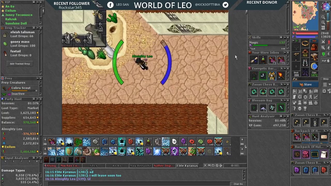 TIBIA - Druid level 500+ level TH cobras - YouTube