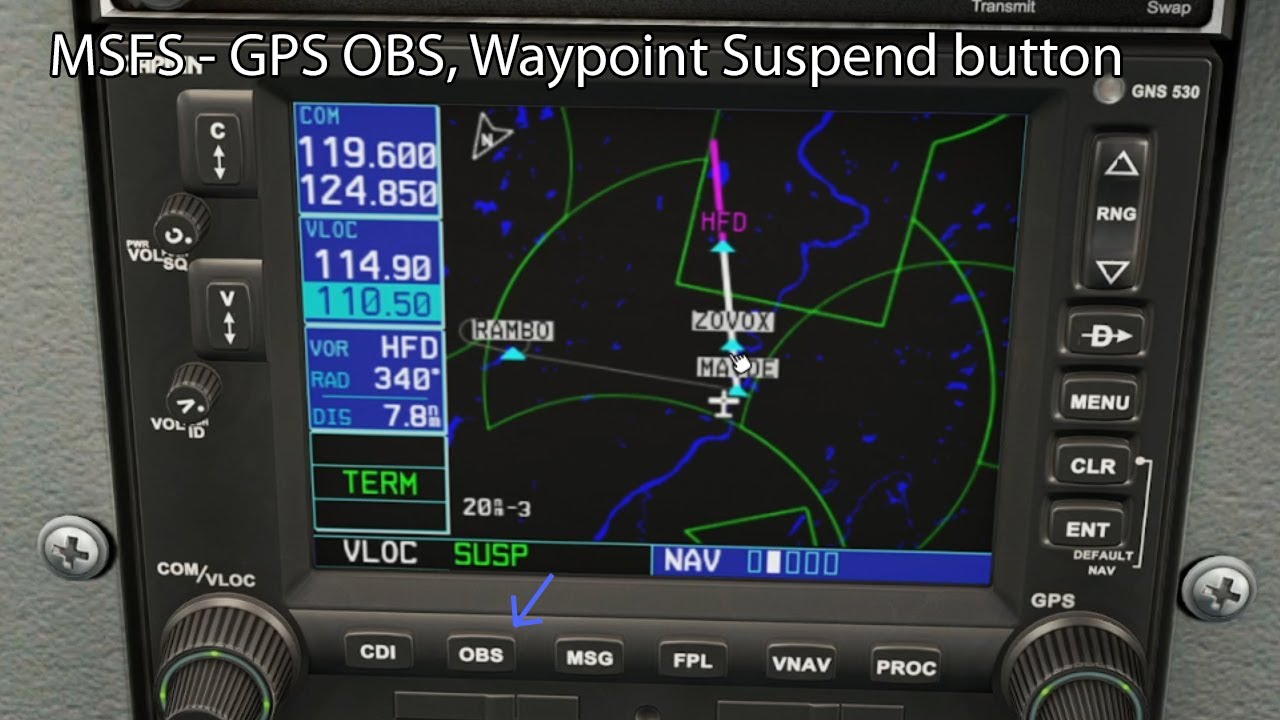 MSFS - GPS OBS, Waypoint Suspend button - YouTube