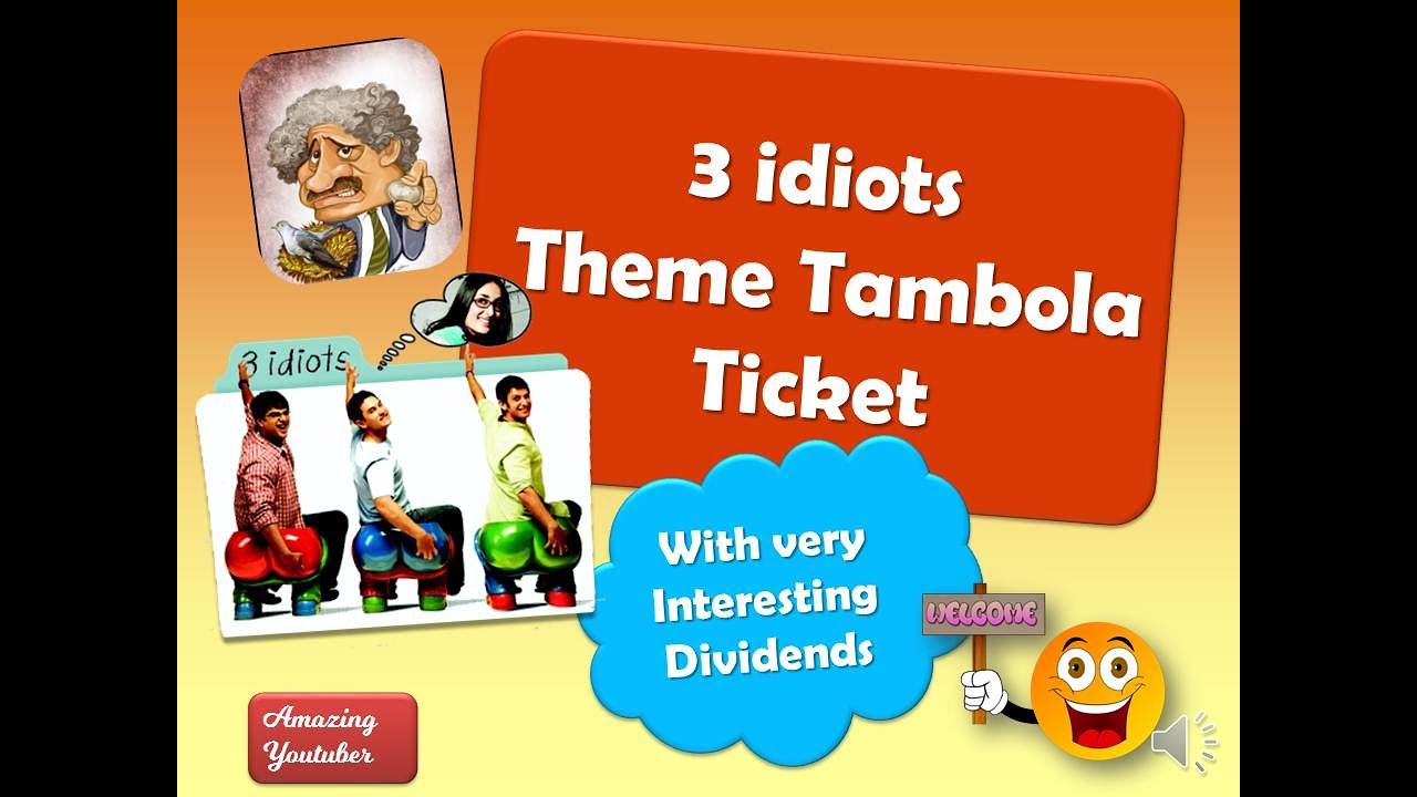 3 idiots Theme Tamboal Ticket/New Funny Tambola theme Dividends ...