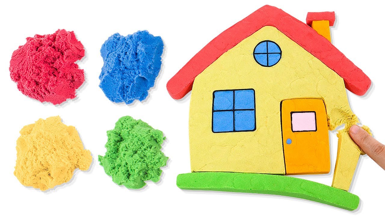 How to Make Kinetic Sand House Learn Colors for Kids - YouTube