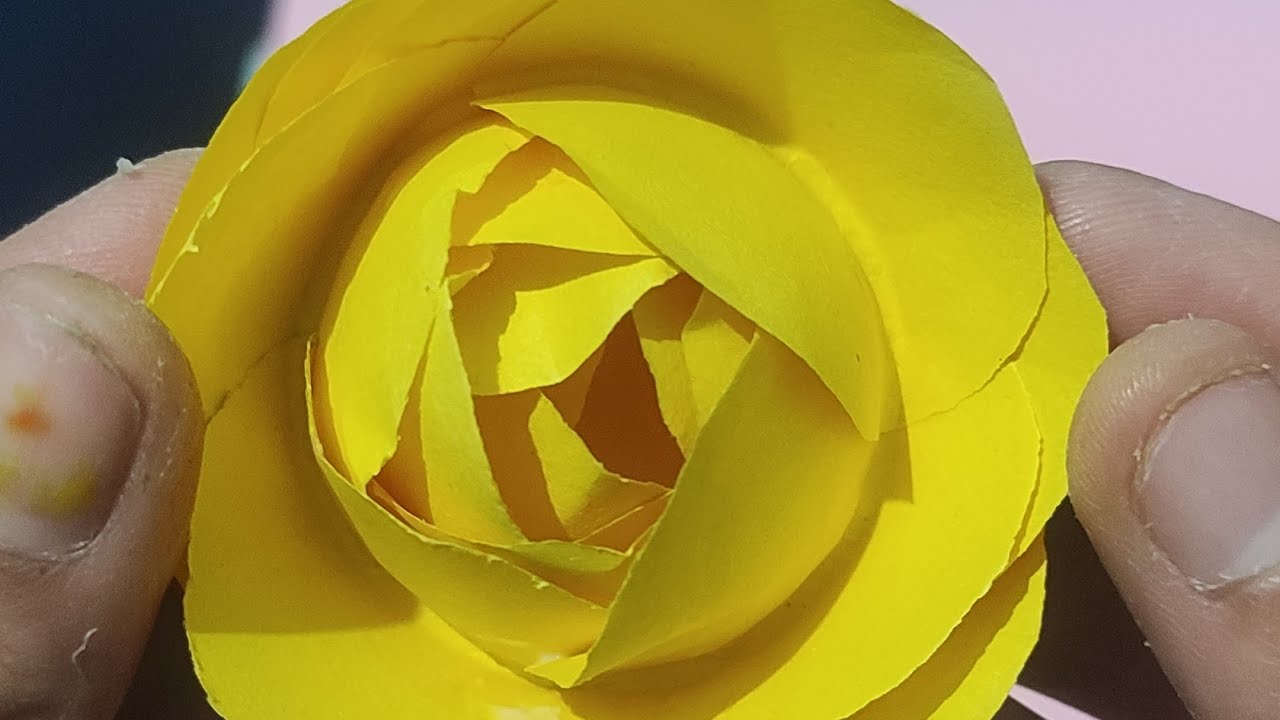 dly origami paper rose flower idea yellow🟡🟡 rose flower idea home mede ...