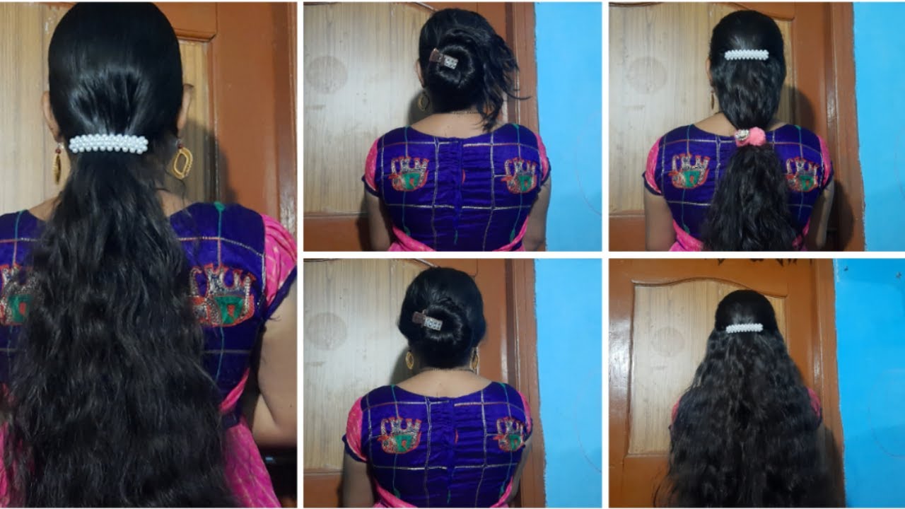 Quick and Easy Clipped South Indian and Messy Bun Hairstyles ...