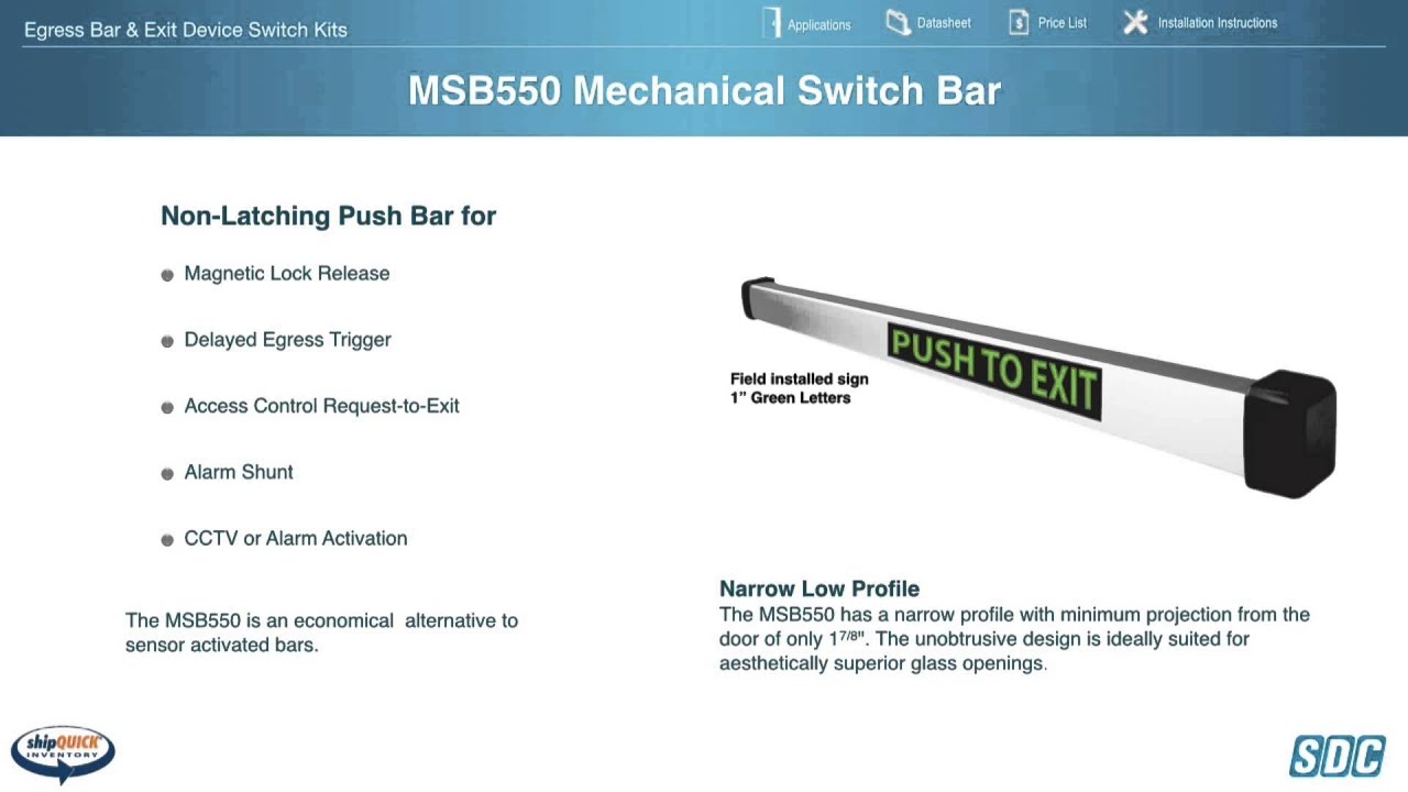 Egress Bar & Exit Device Switch Kits - YouTube