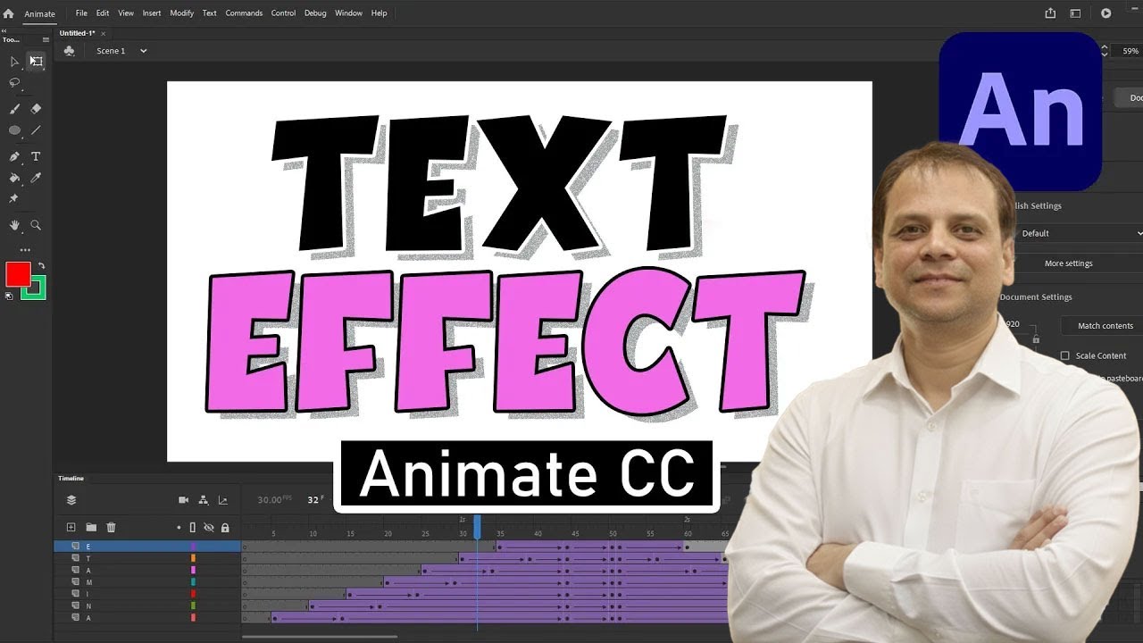 Text Animation in Animate CC @vikas-tech - YouTube