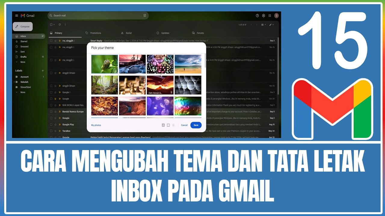 Cara ganti Tema dan Inbox Type pada Gmail - Tutorial GMAIL Bahasa Indonesia Part 15 - YouTube