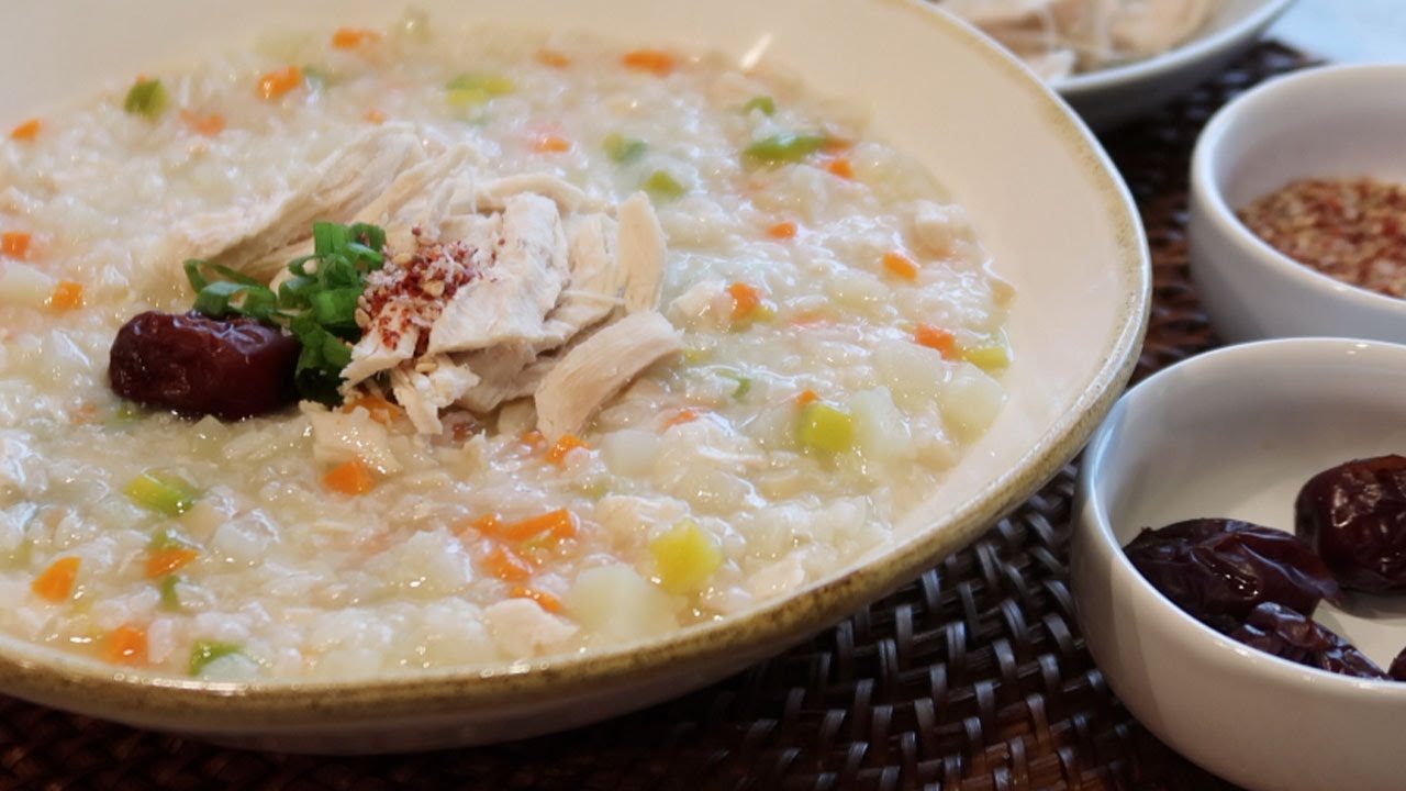 Korean chicken porridge (dakjuk) - YouTube