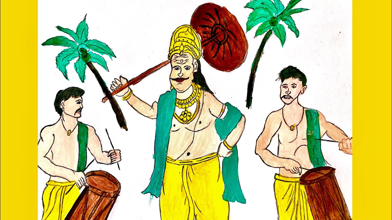 Mahabali drawing/how to draw maveli/onam drawing/king mahabali drawing ...