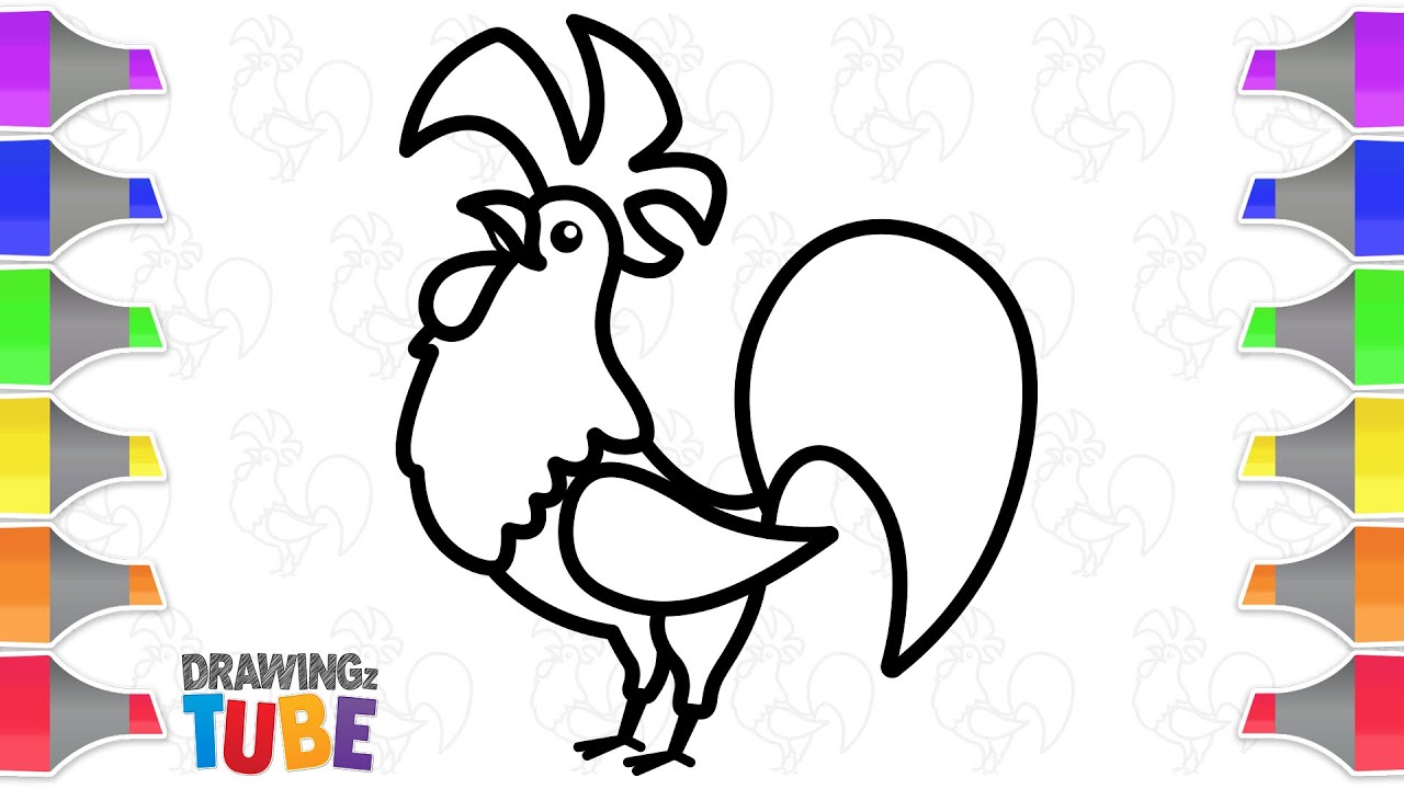 How to Draw a Rooster Easy Step by Step Drawing for Kids and Toddlers ...