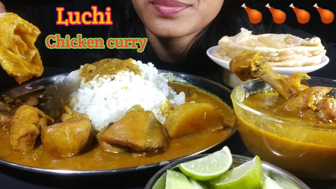 EATING 😋 RICE, LUCHI CHICKEN CURRY EATING SHOW MUKHBANG BIG BITE - YouTube